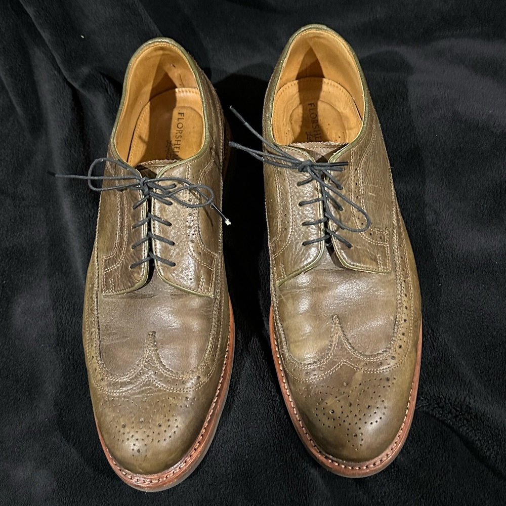 Florsheim Limited Edition Wing Tips In Olive, Men’s S… - Gem